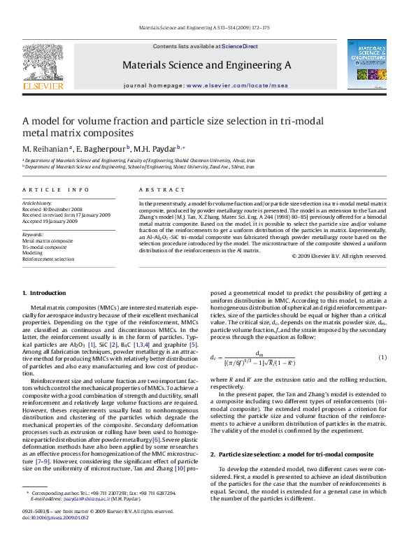 (PDF) A model for volume fraction and particle size selection in tri ...