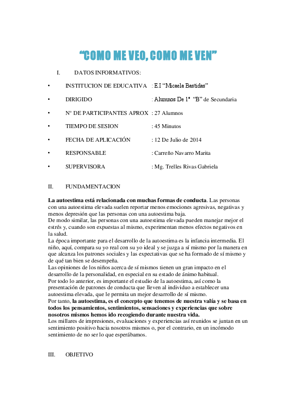 (DOC) "COMO ME VEO, COMO ME VEN"