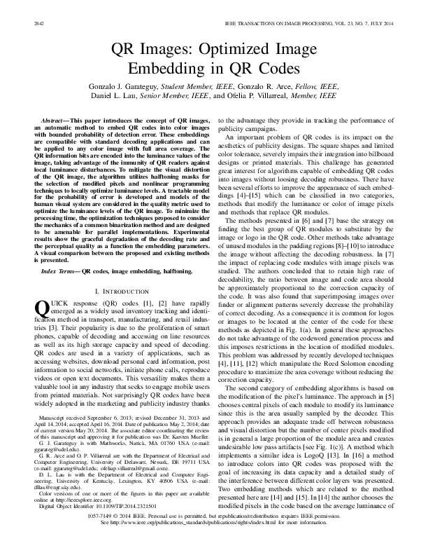 (PDF) QR Images: Optimized Image Embedding in QR Codes