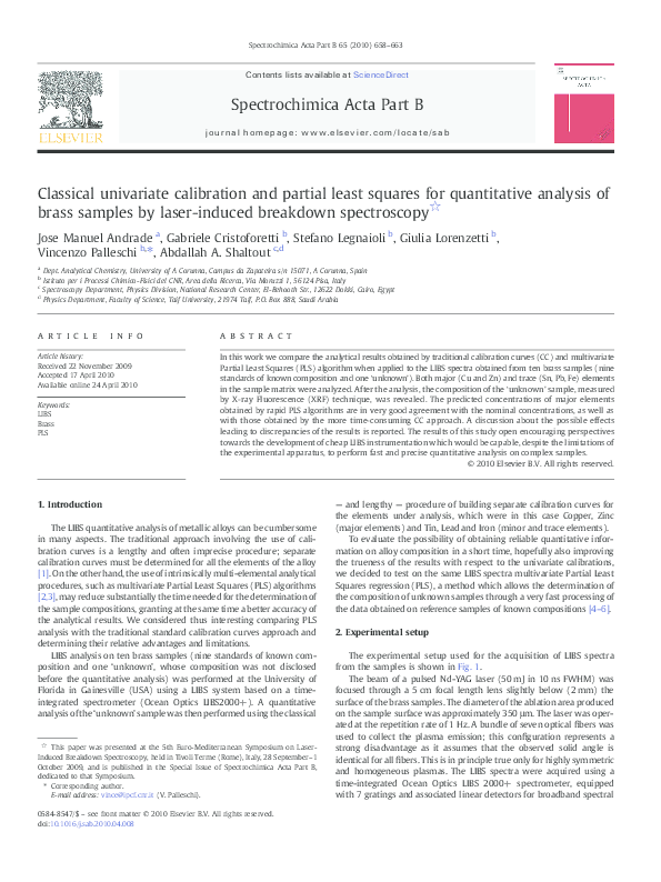 (PDF) Classical univariate calibration and partial least squares for ...