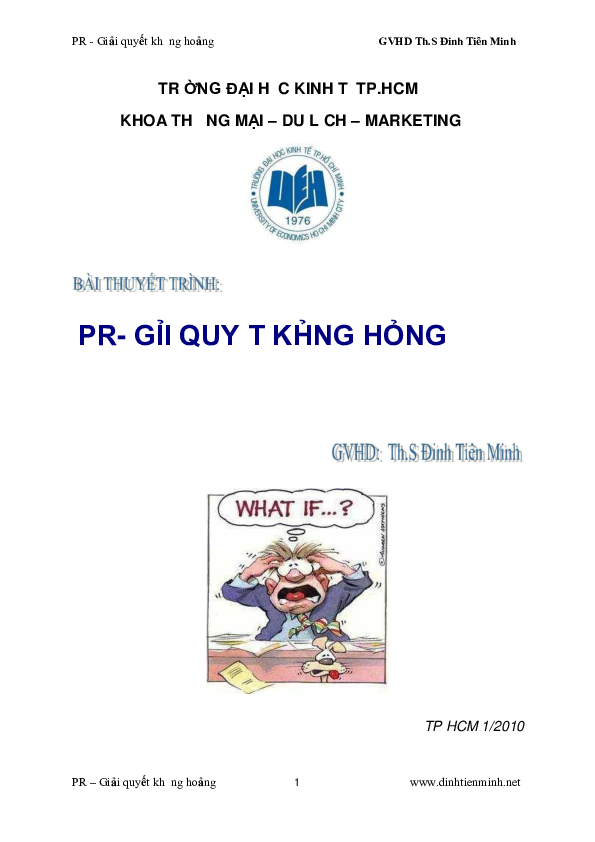 (DOC) PR -Giải quyết kh ng hoảng KHOA TH NG M I – DU L CH – MARKETING PR-GII QUY T KHNG HONG