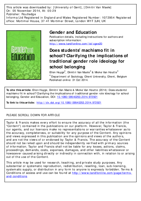(PDF) Does students' machismo fit in school? Clarifying the ...