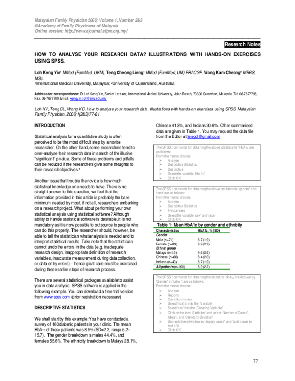 (PDF) HOW TO ANALYSE YOUR RESEARCH DATA? ILLUSTRATIONS WITH HANDS-ON ...
