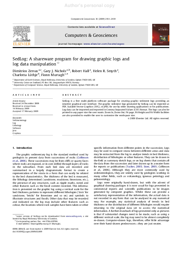 (PDF) SedLog: A shareware program for drawing graphic logs and log data manipulation
