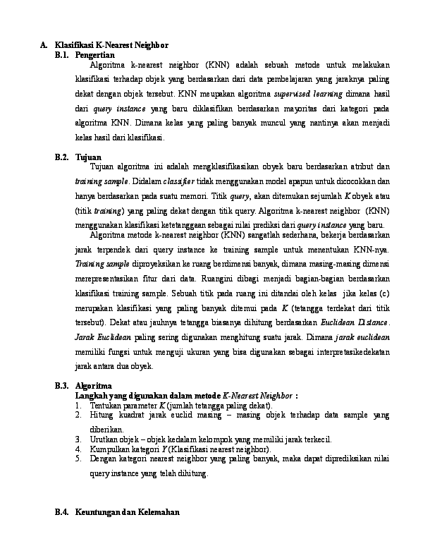 (DOC) A. Klasifikasi K-Nearest Neighbor