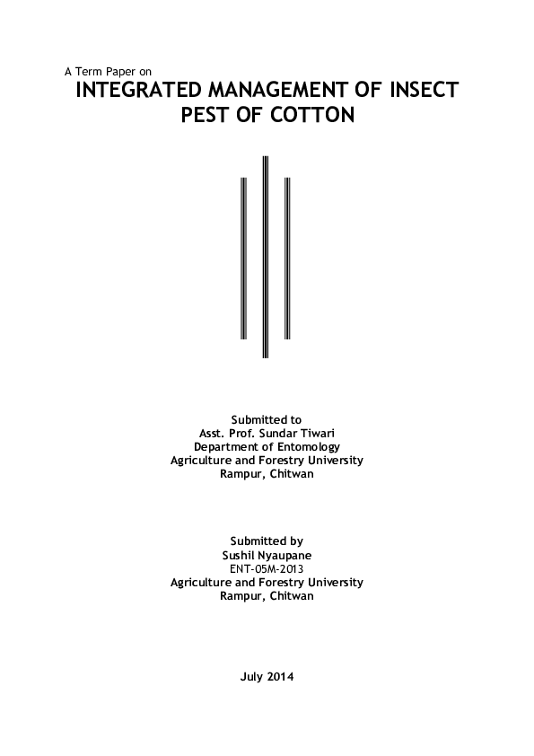 (DOC) Cotton Pest Management