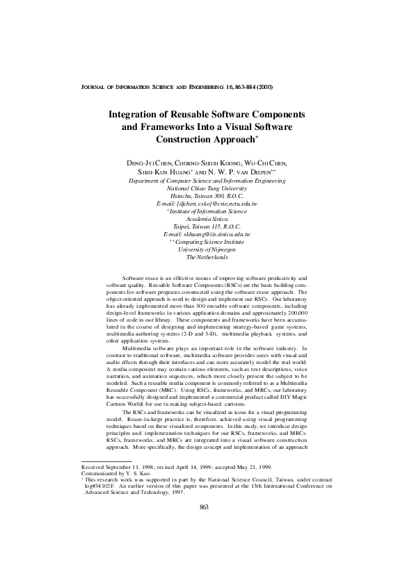 Pdf Integration Of Reusable Software Components And Frameworks Into A Visual Software