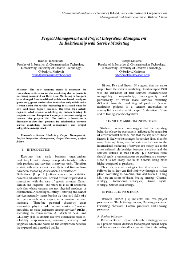 (PDF) Project Management and Project Integration Management In ...