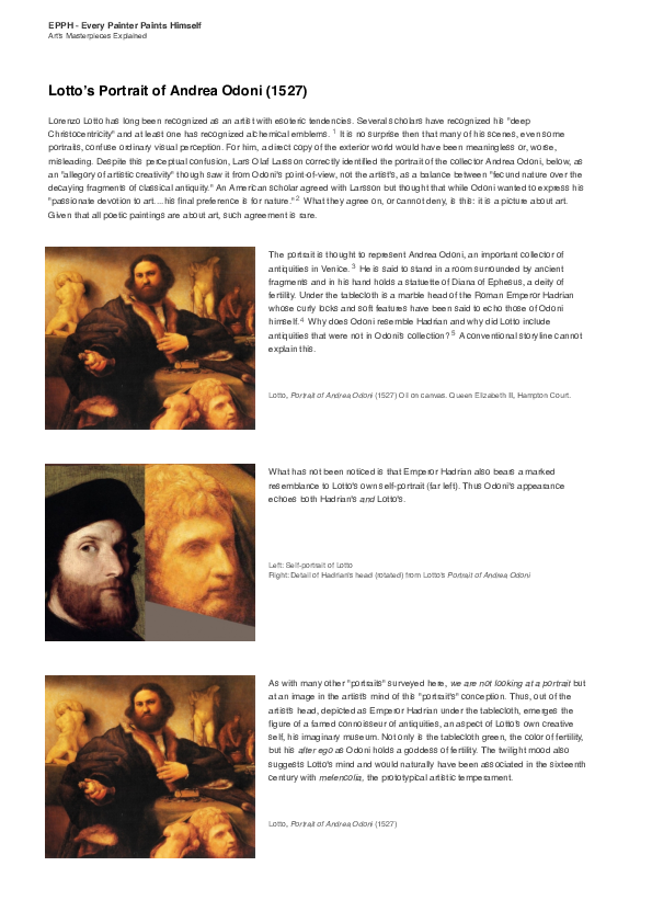 (PDF) Lotto’s Portrait of Andrea Odoni (1527) Addendum