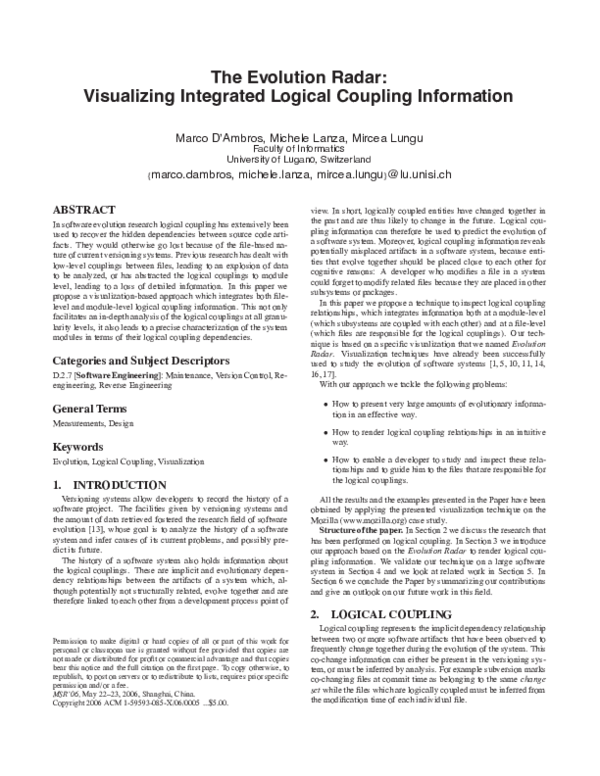 Pdf Visualizing Integrated Logical Coupling Data
