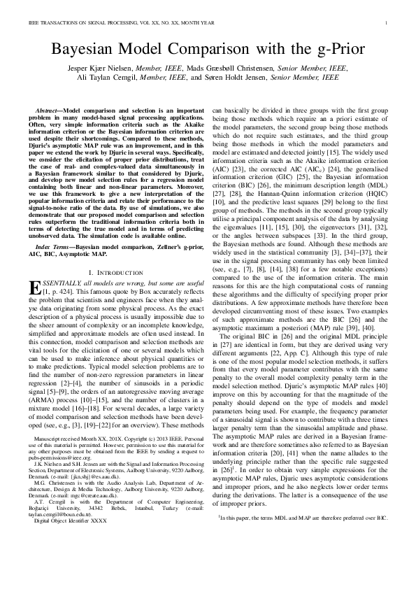 (PDF) Reshetov LA Bayesian Model Comparison with the g-Prior