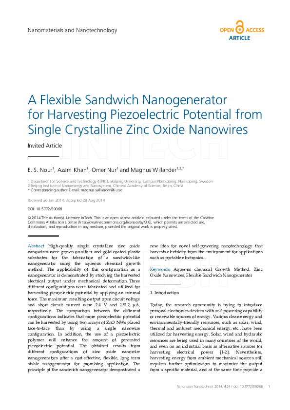 (PDF) Enhancing the piezopotential from Zinc oxide (ZnO) nanowire using p-type polymers ...