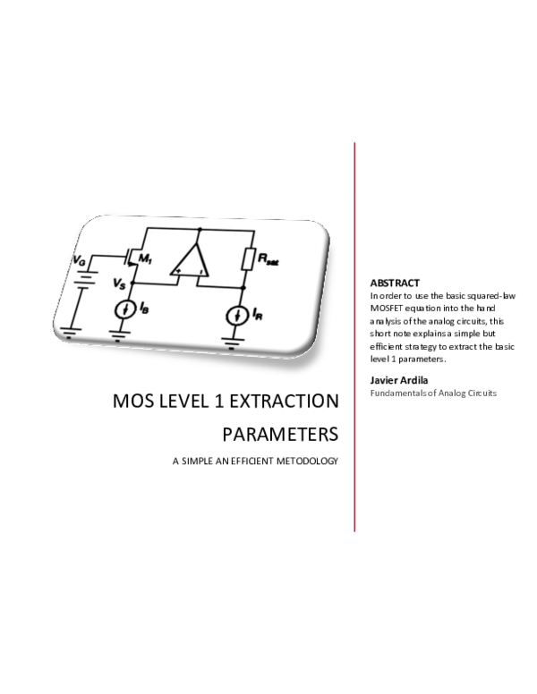 Pdf Mos Level 1 Extraction Parameters A Simple An Efficient Metodology