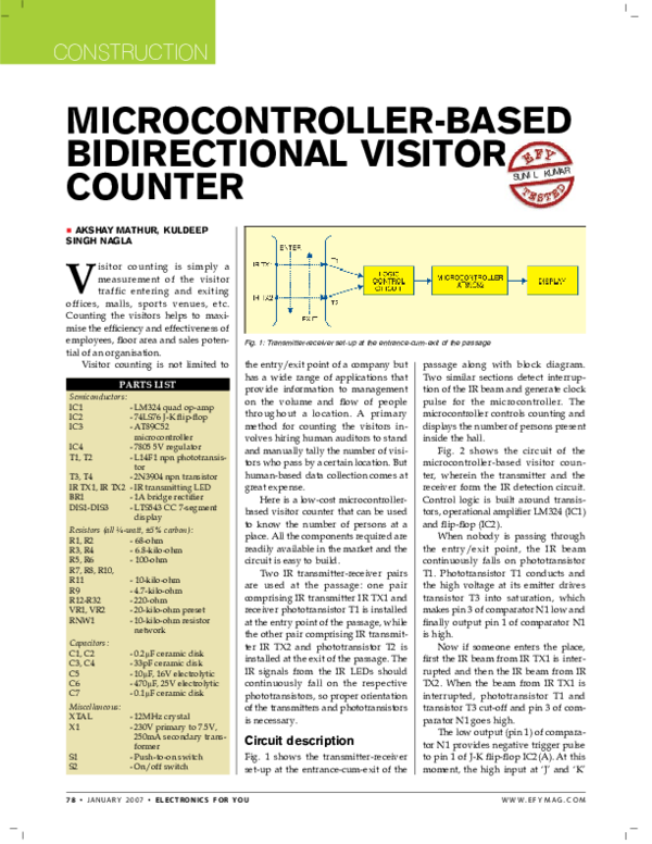 (PDF) Construction Microcontroller-based Bidirectional Visitor Counter UMAR SUNIL K