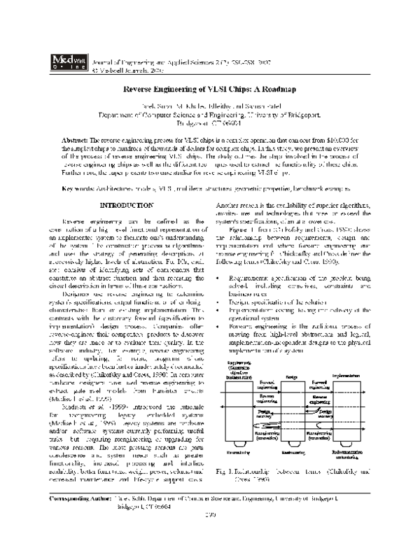 (PDF) Reverse Engineering' of VLSI Chips: A Roadmap