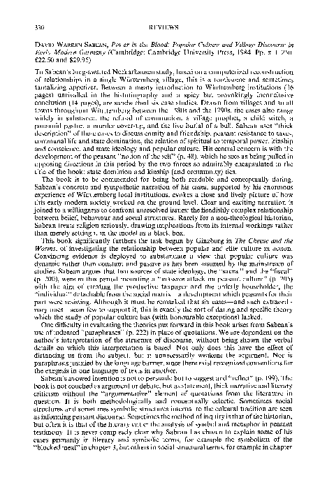 (PDF) Book Review: David Warren Sabean, Power in the Blood: Popular ...
