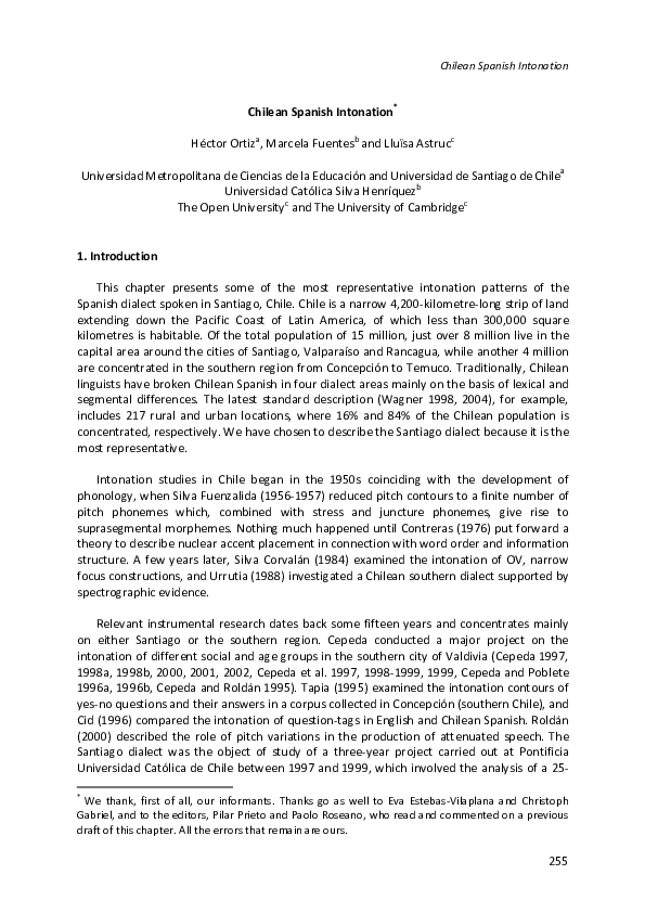 (PDF) ‘Chilean Spanish intonation’. In P. Prieto and P. Roseano (eds ...