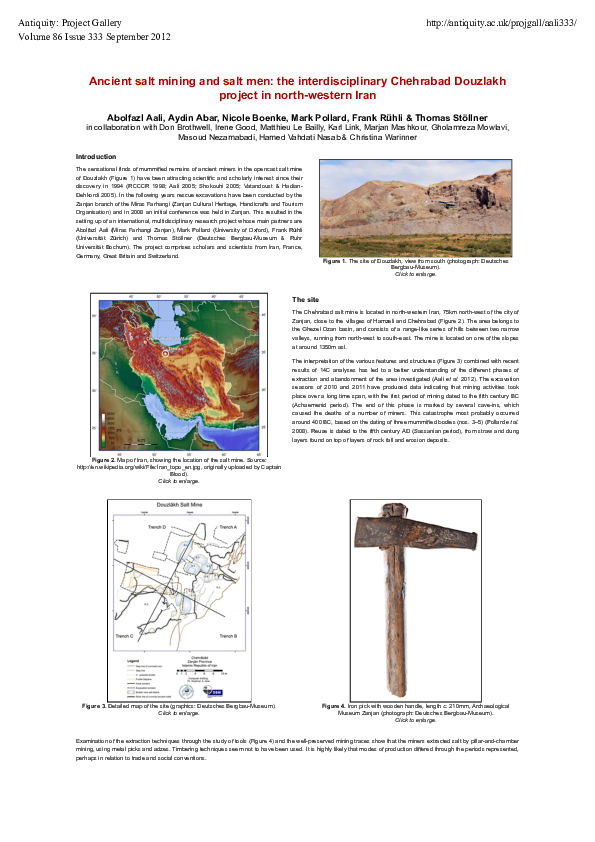 (PDF) Ancient salt mining and salt men: the interdisciplinary Chehrabad ...