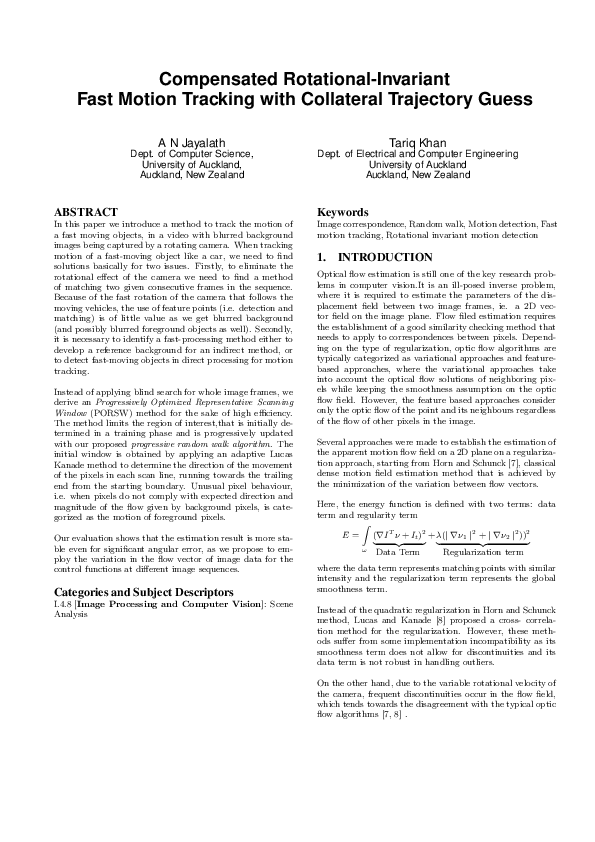 Compensated Rotational-Invariant Fast Motion Tracking with Collateral Trajectory Guess