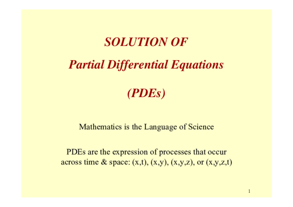(PDF) SOLUTION OF Partial Differential Equations (PDEs