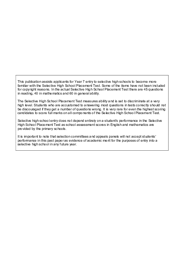 (PDF) This publication assists applicants for SELECTIVE HIGH SCHOOL ...