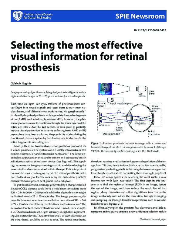 (PDF) Selecting the most effective visual information for retinal ...