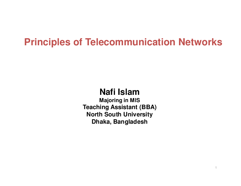 Principles of Telecommunication Networks
