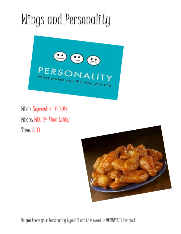 (DOC) Wings and Personality Flyer | Briana Huff - Academia.edu