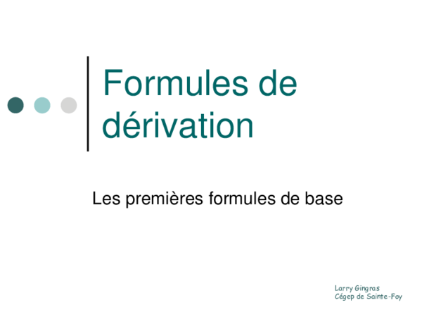 (PPT) Formules de derivation