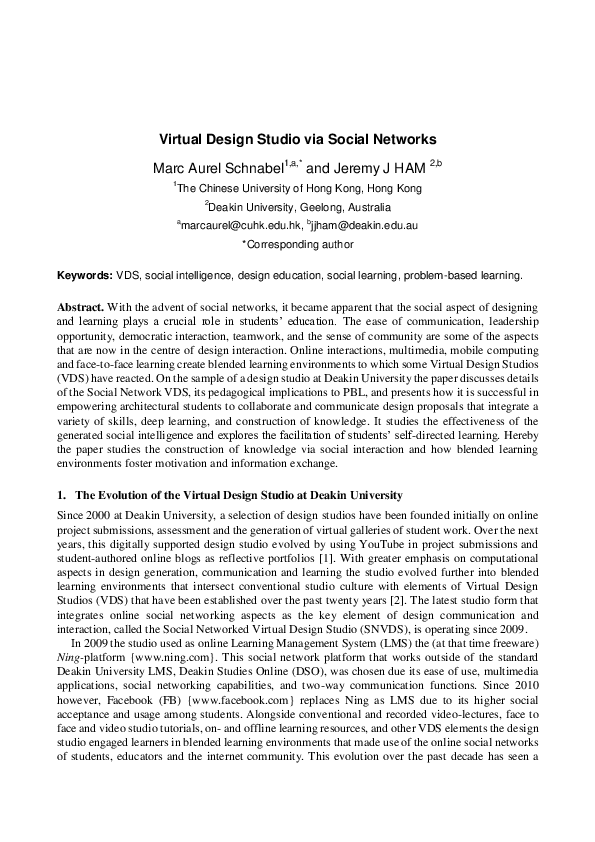 (PDF) Virtual Design Studio via Social Networks