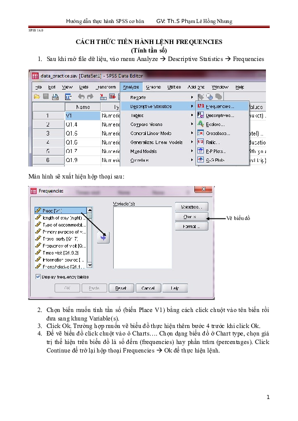 (DOC) SPSS 16.0 CÁCH TH C TI N HÀNH L NH FREQUENCIES Sau khi m file d li u, vào menu Analyze F 0 ...