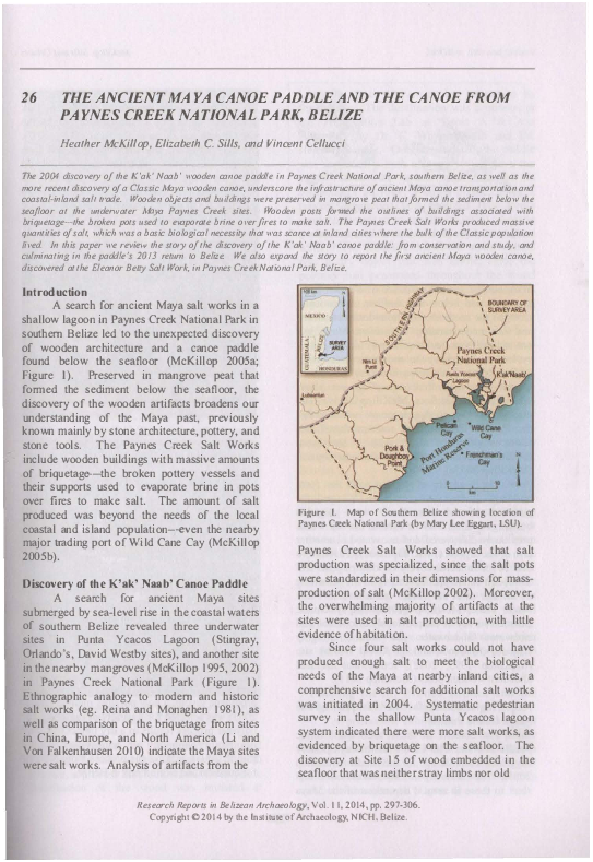 (PDF) The Ancient Maya Canoe and the Canoe Paddle from Paynes Creek ...