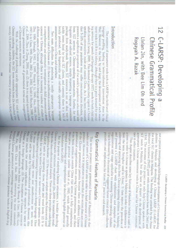 (PDF) C-LARSP: Developing a Chinese Grammatical Profile.