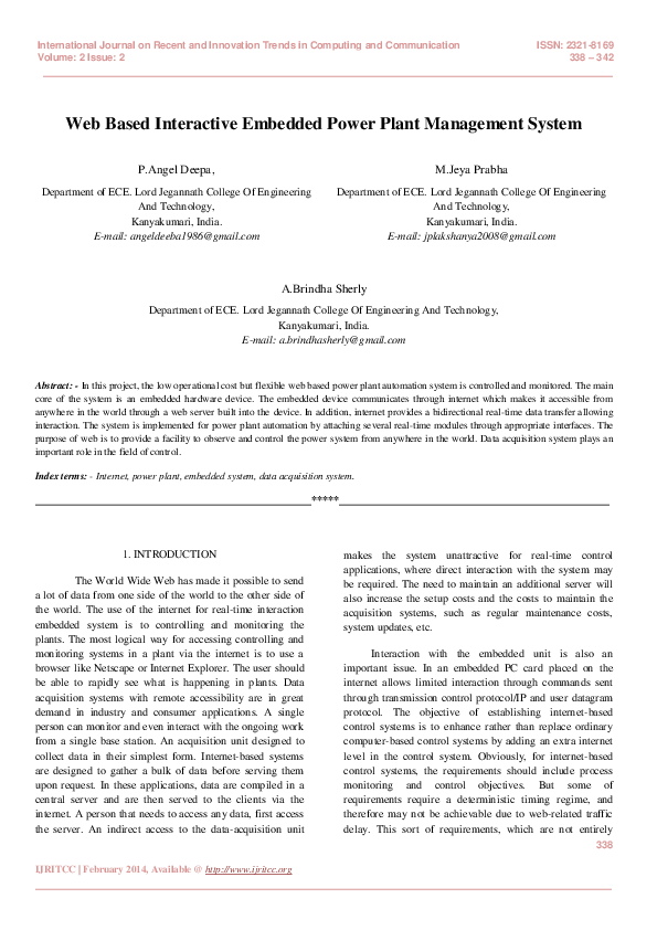 (PDF) Web Based Interactive Embedded Power Plant Management System