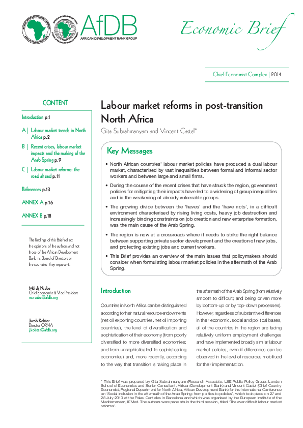 (PDF) Labour market reforms in post-transition North Africa