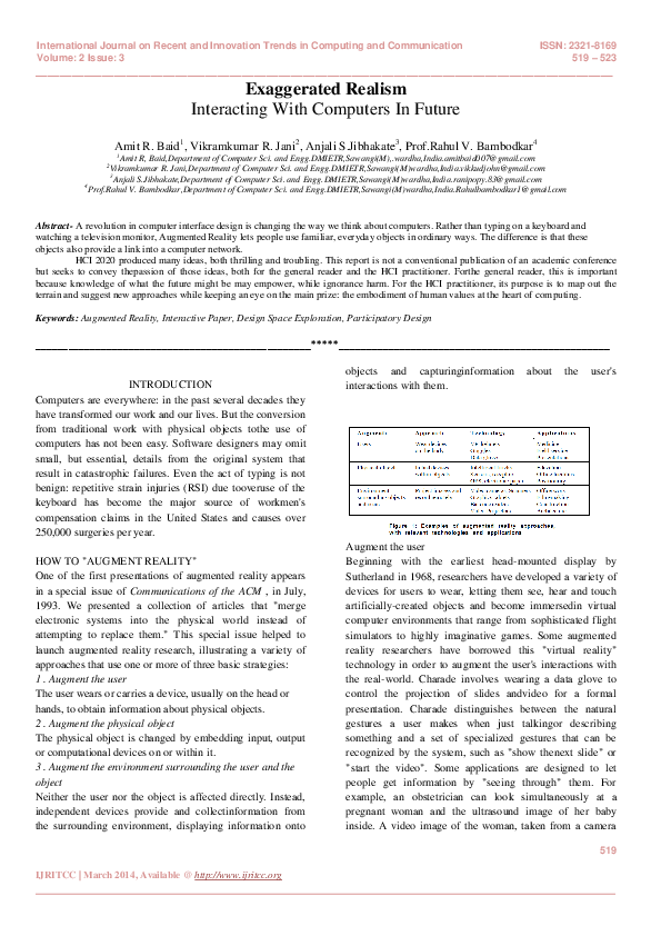 (PDF) Exaggerated Realism Interacting With Computers In Future