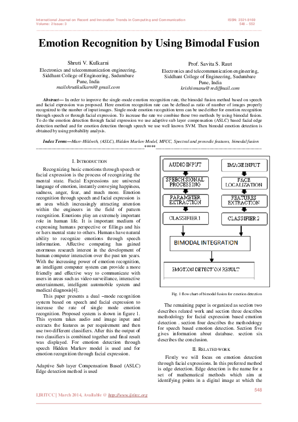 (PDF) Emotion Recognition by Using Bimodal Fusion