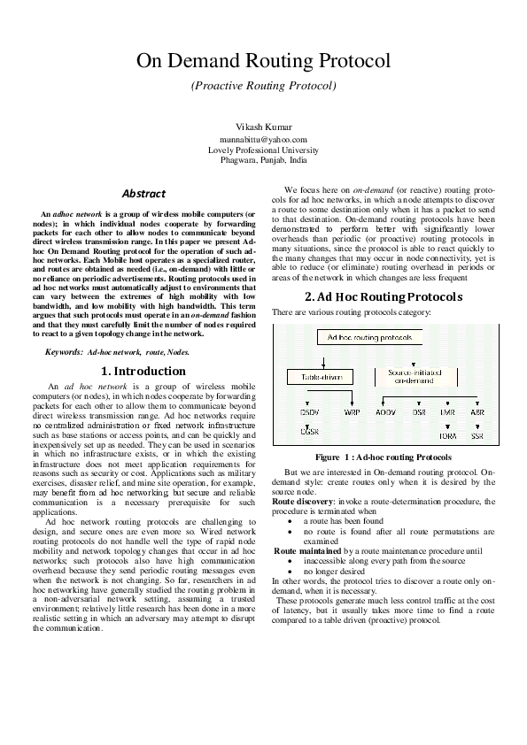 Pdf On Demand Routing Protocol