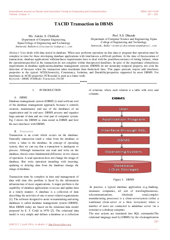 (PDF) TACID Transaction in DBMS