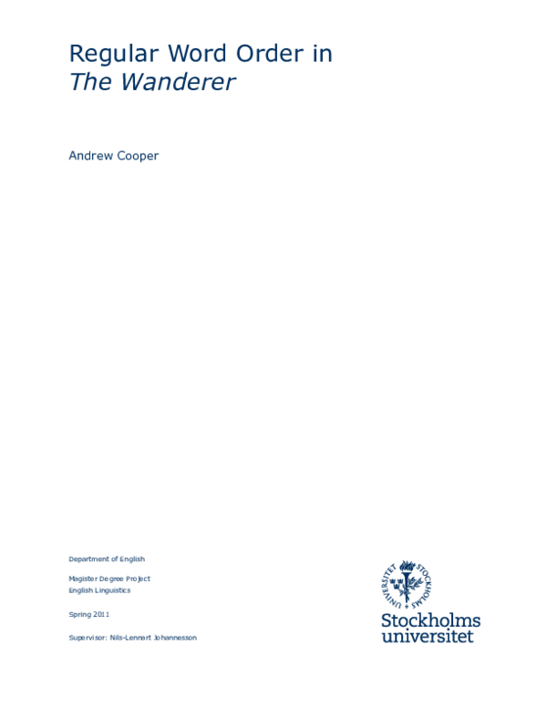 (PDF) Regular Word Order in the Wanderer