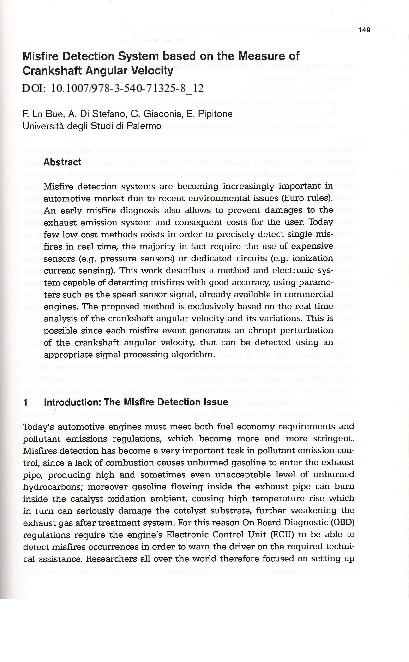 (PDF) Misfire detection system based on the measurement of crankshaft angular velocity
