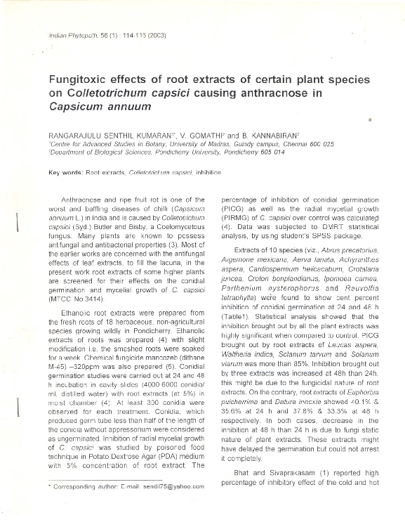 Fungitoxic Effects