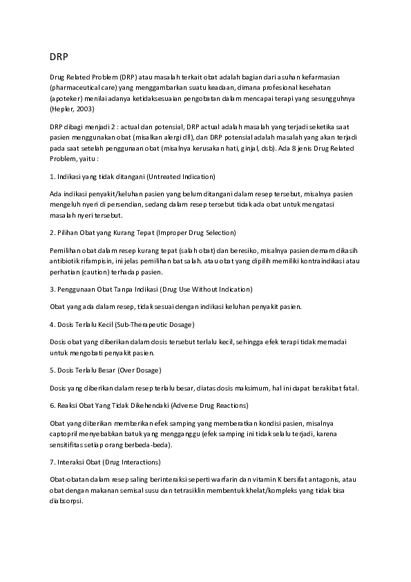 (DOC) DRP Drug Related Problem