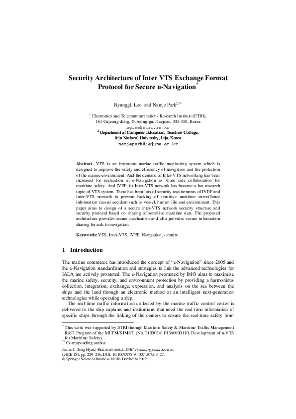 Security Architecture of Inter VTS Exchange Format Protocol for Secure ...