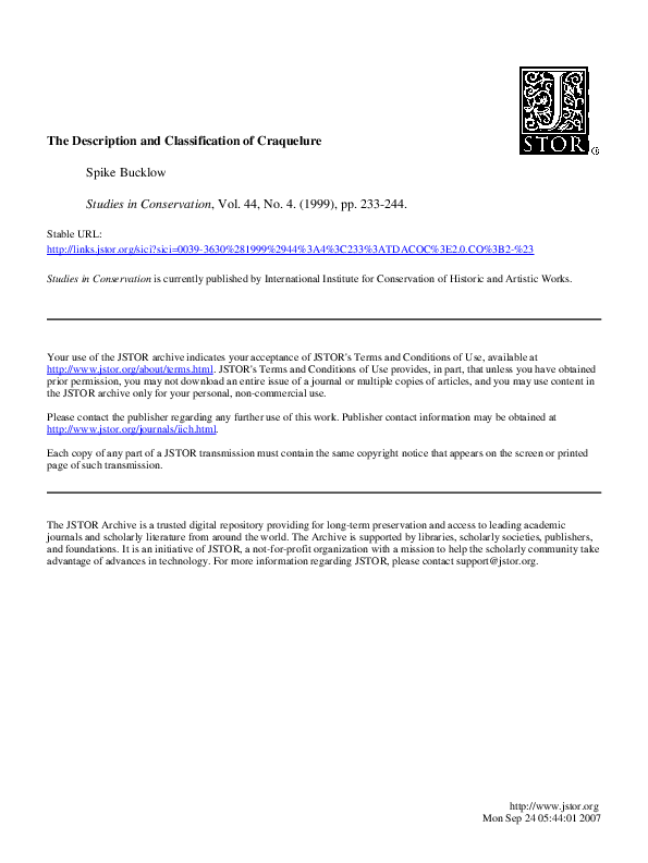 (PDF) A Stylometric Analysis of Craquelure | Spike Bucklow - Academia.edu