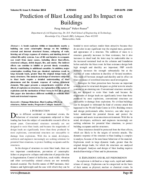 (PDF) Prediction of Blast Loading and Its Impact on Buildings