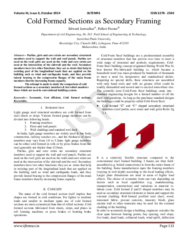 (PDF) Cold Formed Sections as Secondary Framing