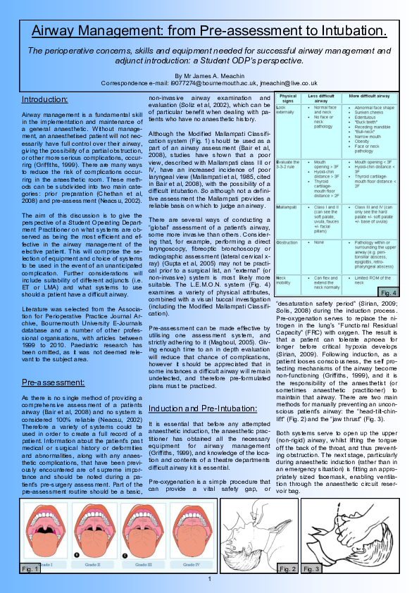 (PDF) Airway Management: from Pre-assessment to Intubation. The ...