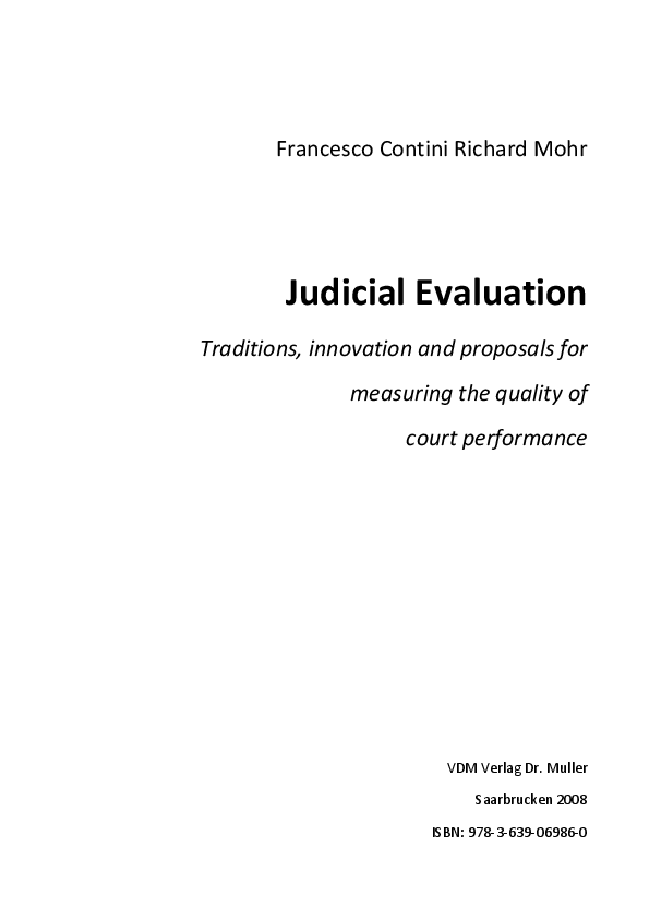 (PDF) Judicial Evaluation: Traditions, Innovations and Proposals for ...