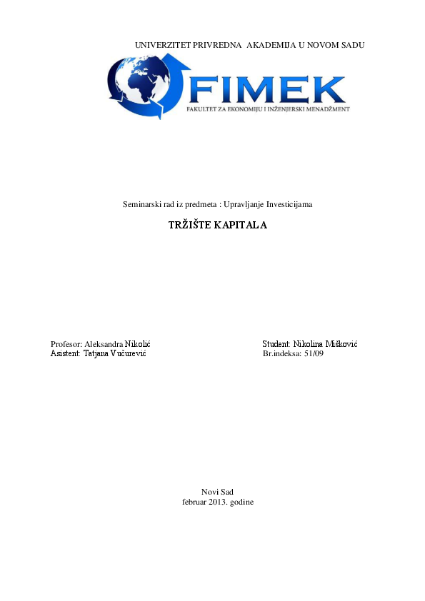 (DOC) Upravljanjeinvesticijama seminarski rad